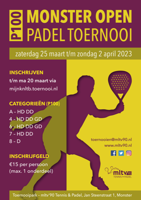 P100 Monsters Open Padel Toernooi · Tennisvereniging MLTV'90